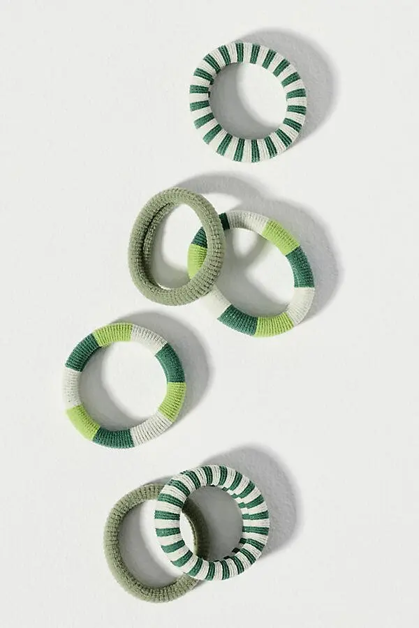 Anthropologie Set Of Striped Hair Ties - Green