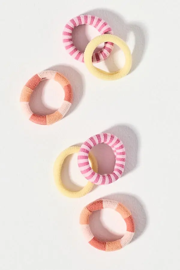 Anthropologie Set Of Striped Hair Ties - Pink