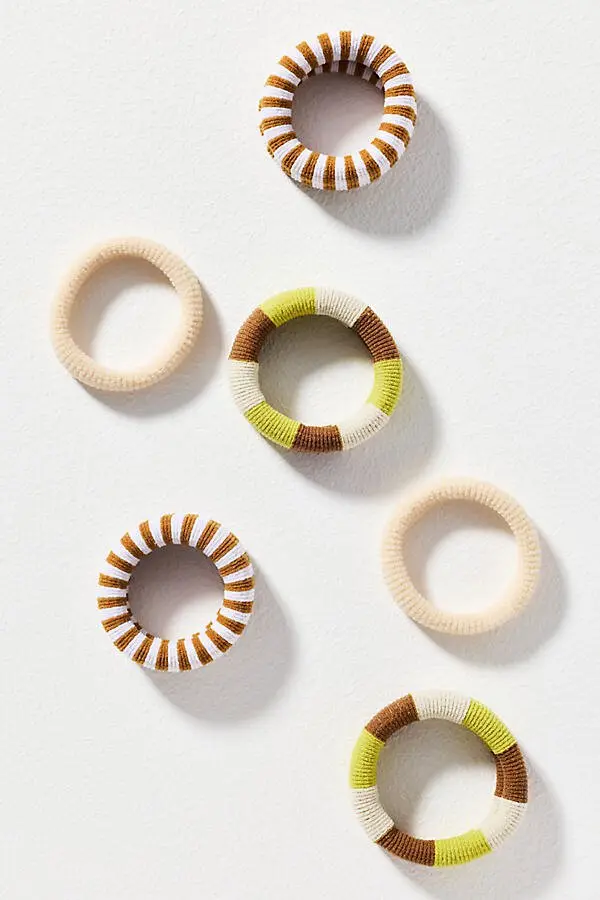 Anthropologie Set Of Striped Hair Ties - Tan