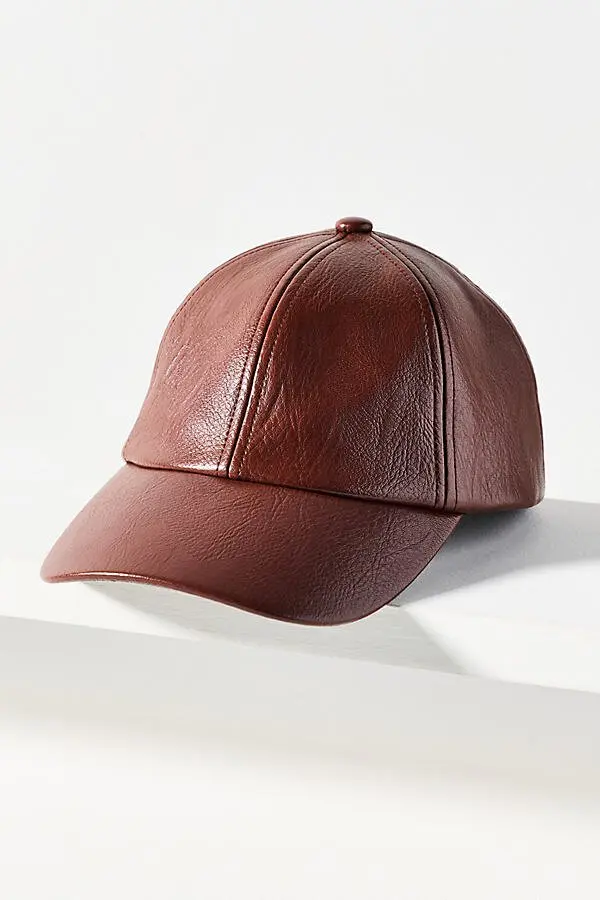 WYETH Hailey Faux Leather Baseball Cap - Cognac