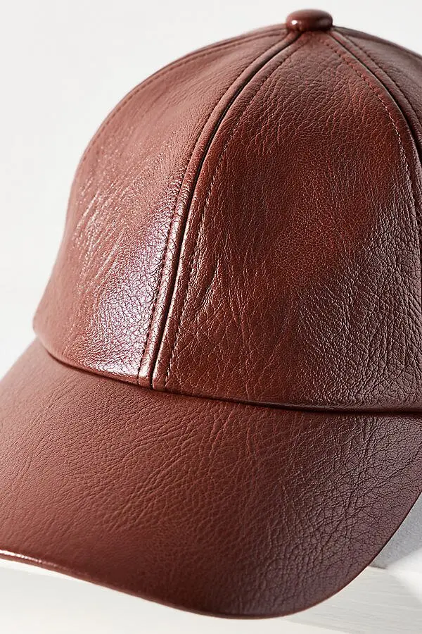 WYETH Hailey Faux Leather Baseball Cap - Cognac