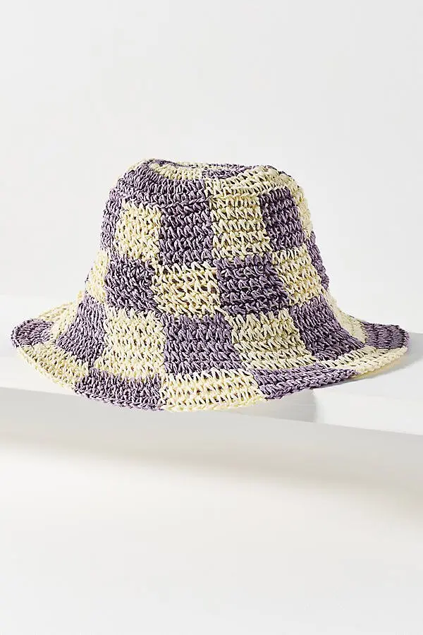 WYETH Sadie Crochet Bucket Hat - Mauve Ivory