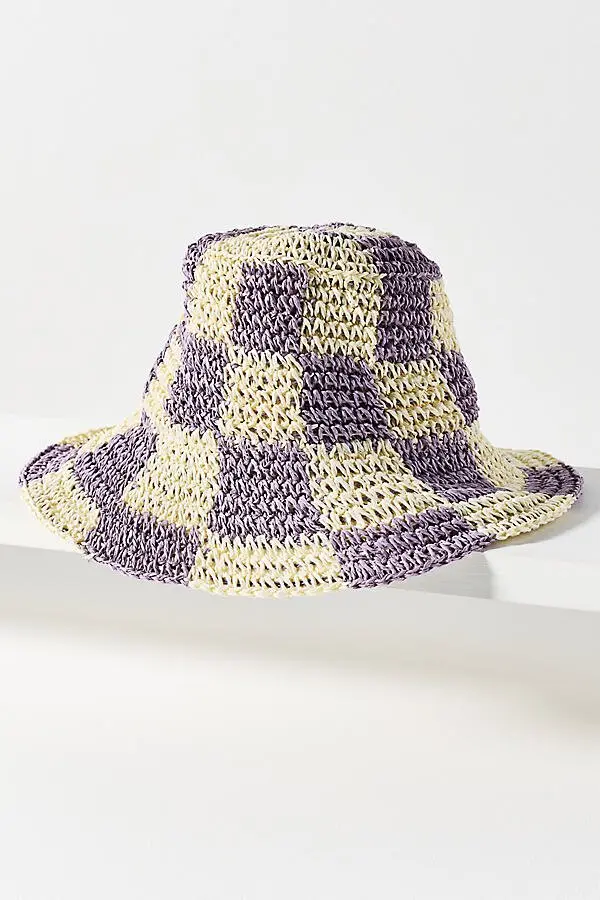 WYETH Sadie Crochet Bucket Hat - Mauve Ivory