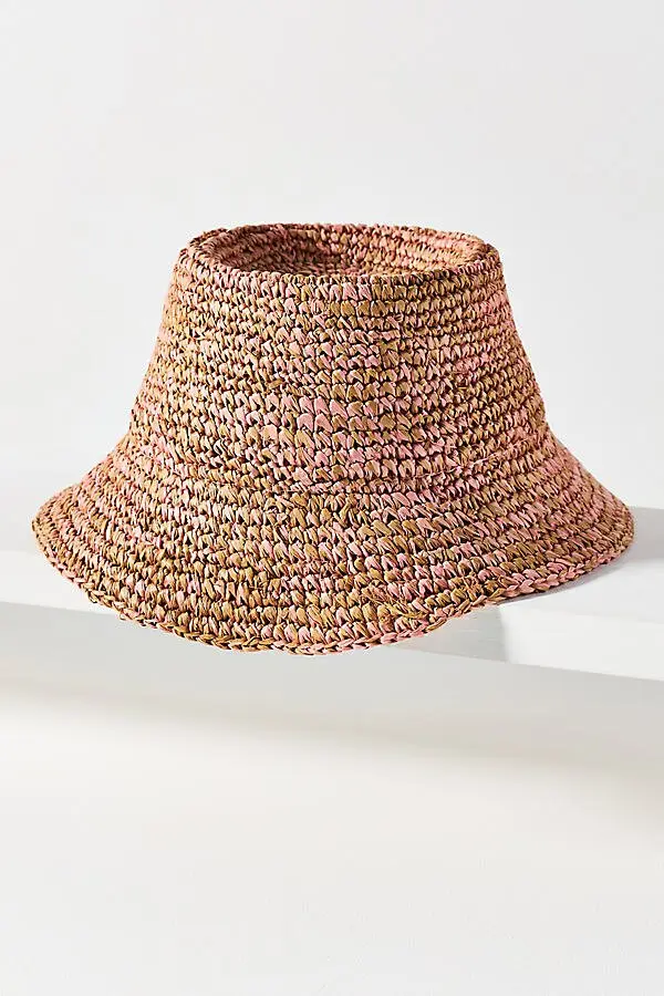 WYETH Lolo Straw Bucket Hat - Pink