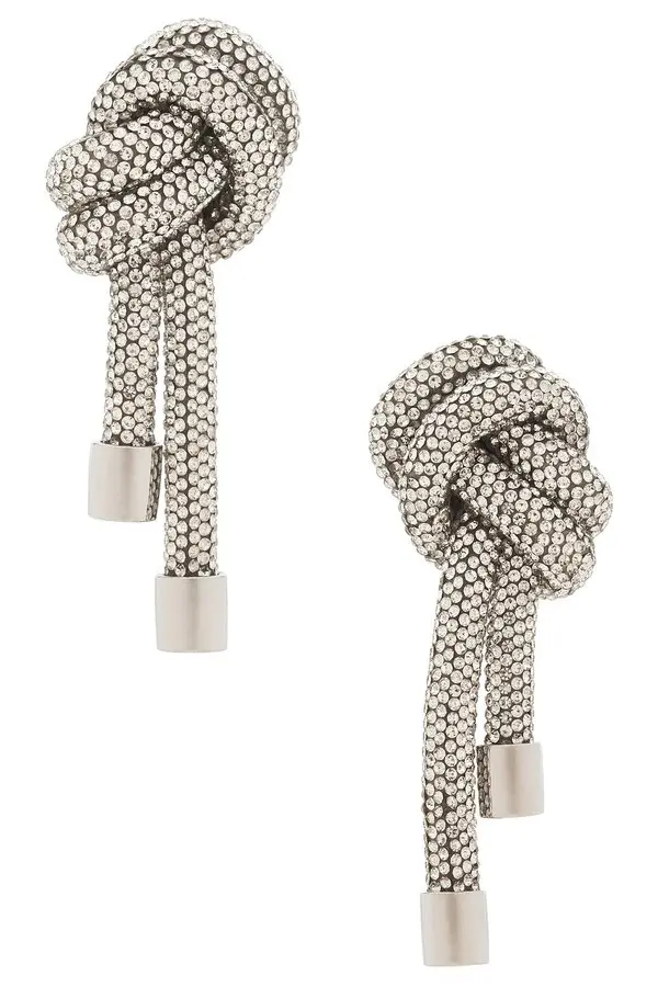 AREA Crystal Knot Dangle Earrings - Clear Crystal & Silver