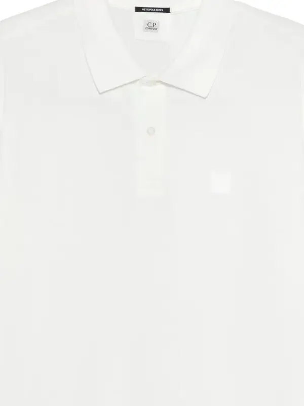 C.P. COMPANY Short-sleeve Logo-patch Polo Shirt - White