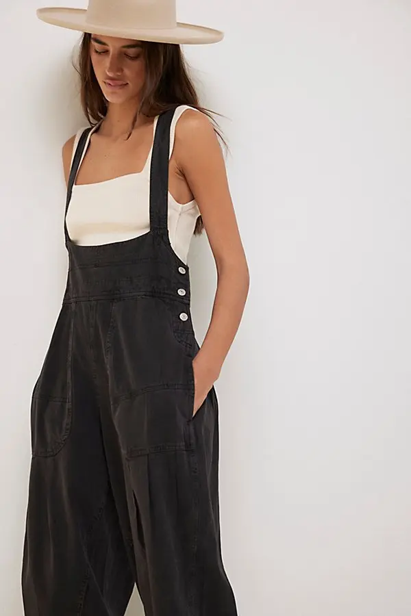 Free People We The Free Felix Tapered Overalls - Black
