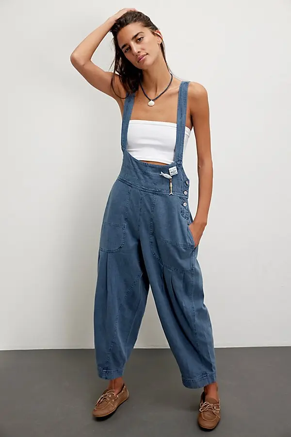 Free People We The Free Felix Tapered Overalls - Flint Stone