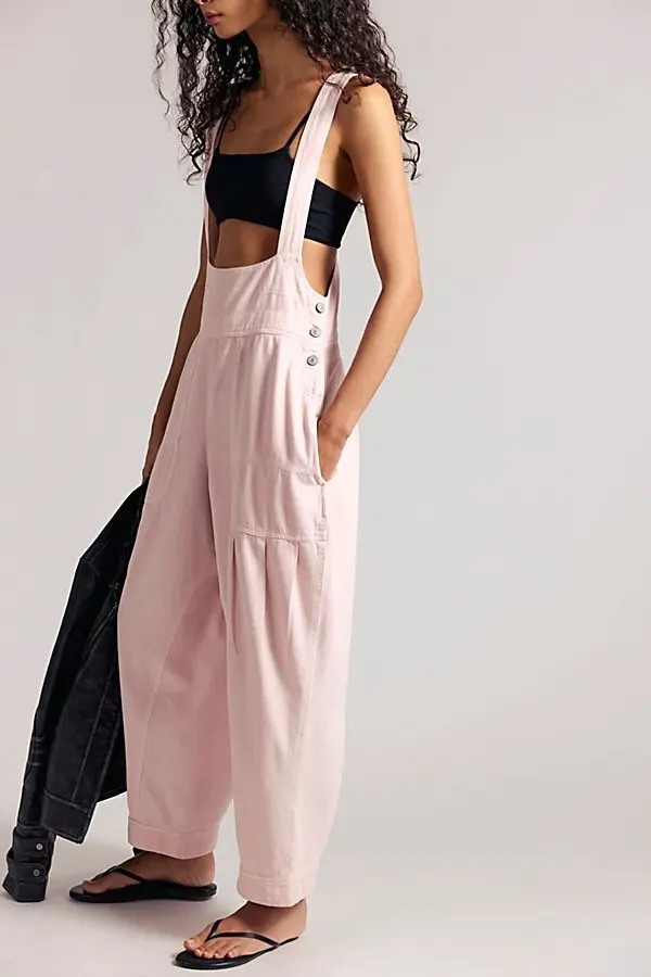 Free People We The Free Felix Tapered Overalls - Strawberry Rose