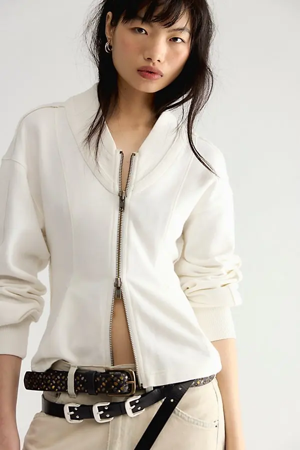Free People Ziggy Zip-up - Clean Ivory