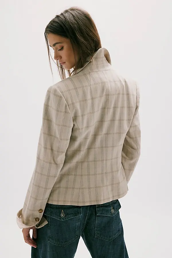 Free People Whip Smart Plaid Blazer