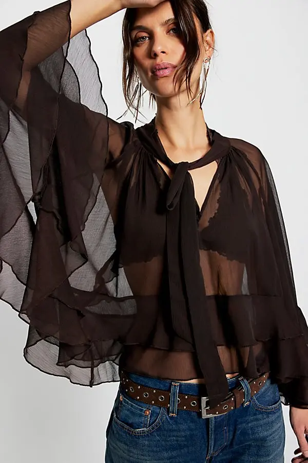 Free People Sami Ruffled Cape