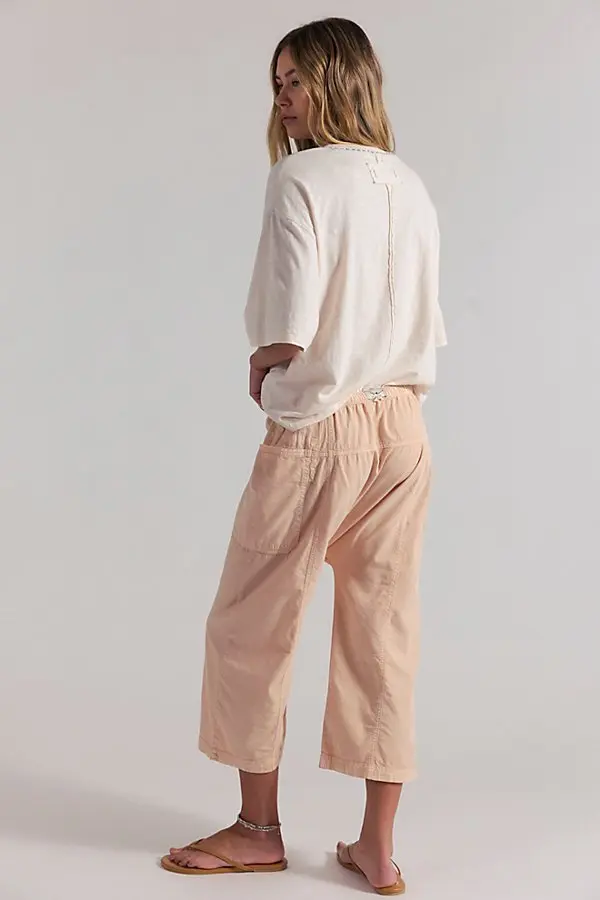 Free People Cotton-poplin Harem Pants - Apricot Cream