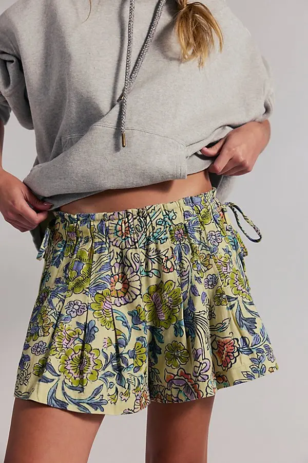 Free People We The Free Printed Croquet Shorties - Lime Spritz Combo
