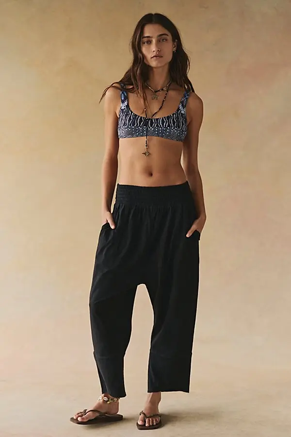 Free People Chillaxing Cotton Harem Pants - Black