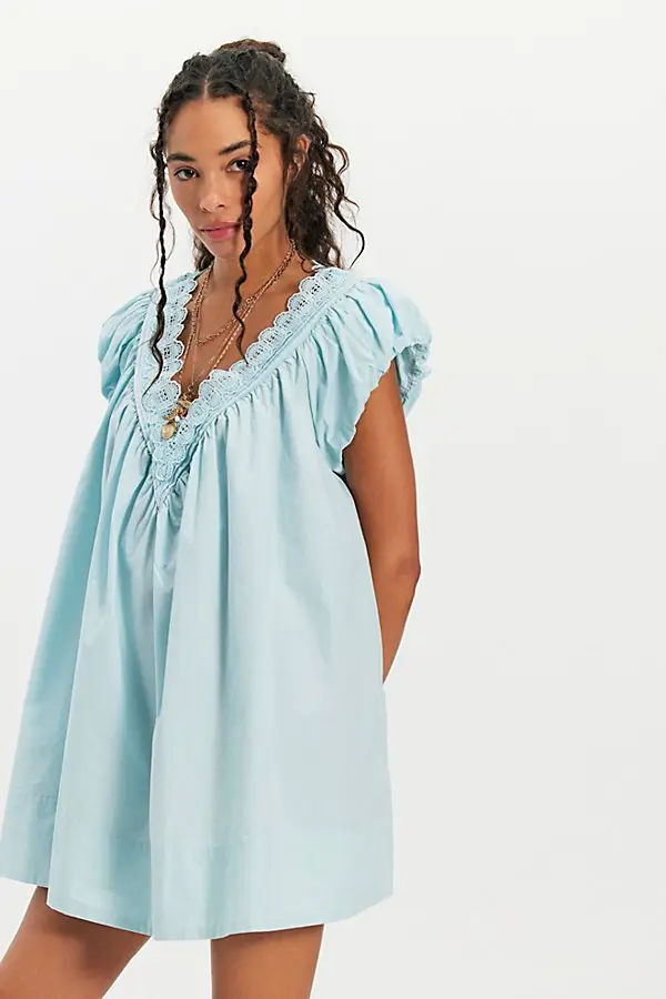 Free People Sundazed Mini Dress - Pastel Blue