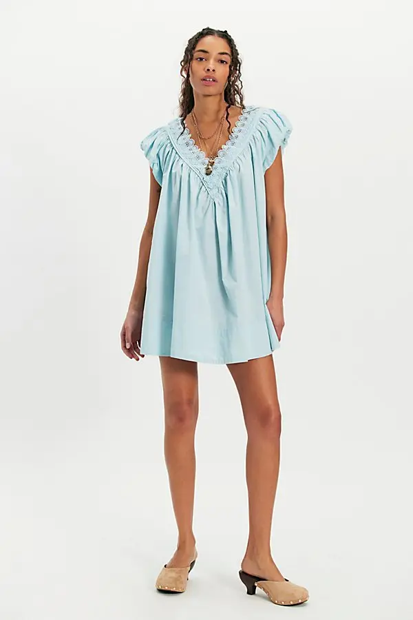 Free People Sundazed Mini Dress - Pastel Blue