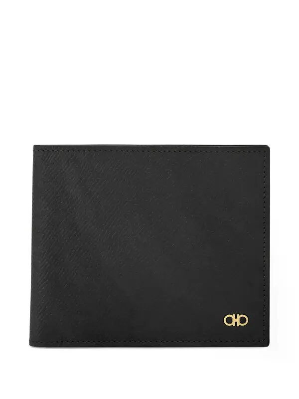 FERRAGAMO Gancio Leather Bifold Wallet - Black