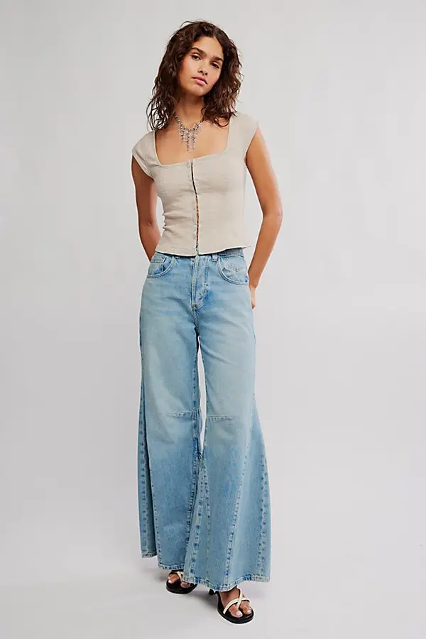 Free People Marilyn Denim Corset - Tofu