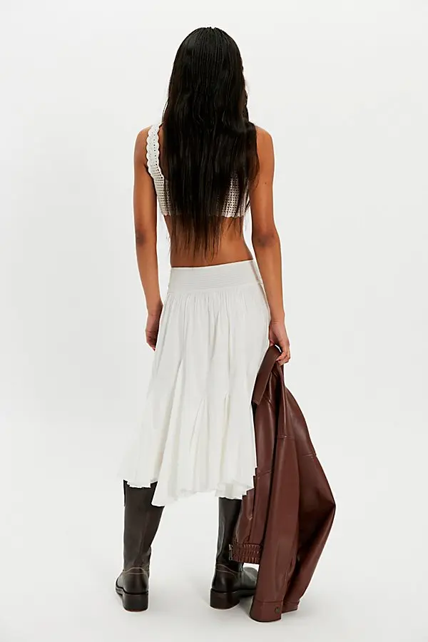 Free People Fp One Frida Godet Midi Skirt - Ivory