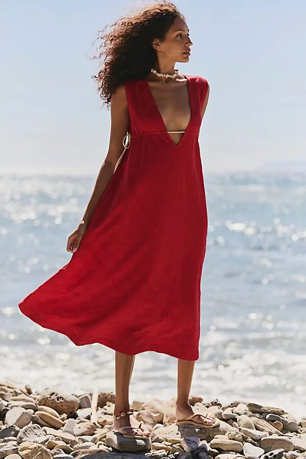 Free People Tidebreaker Midi Dress - Tropic Red
