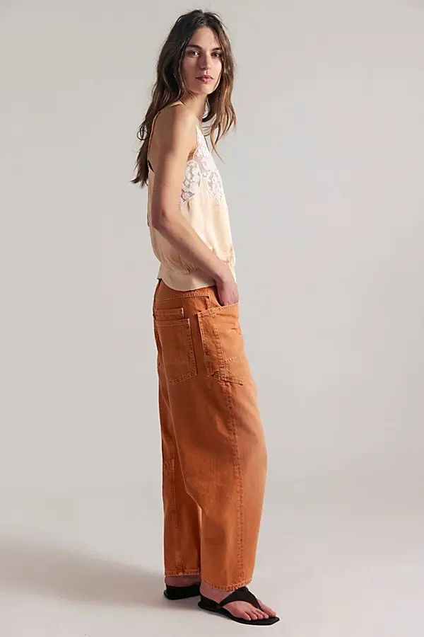 Free People We The Free Minimalist Moxie Barrel Jeans - Dusted Clay