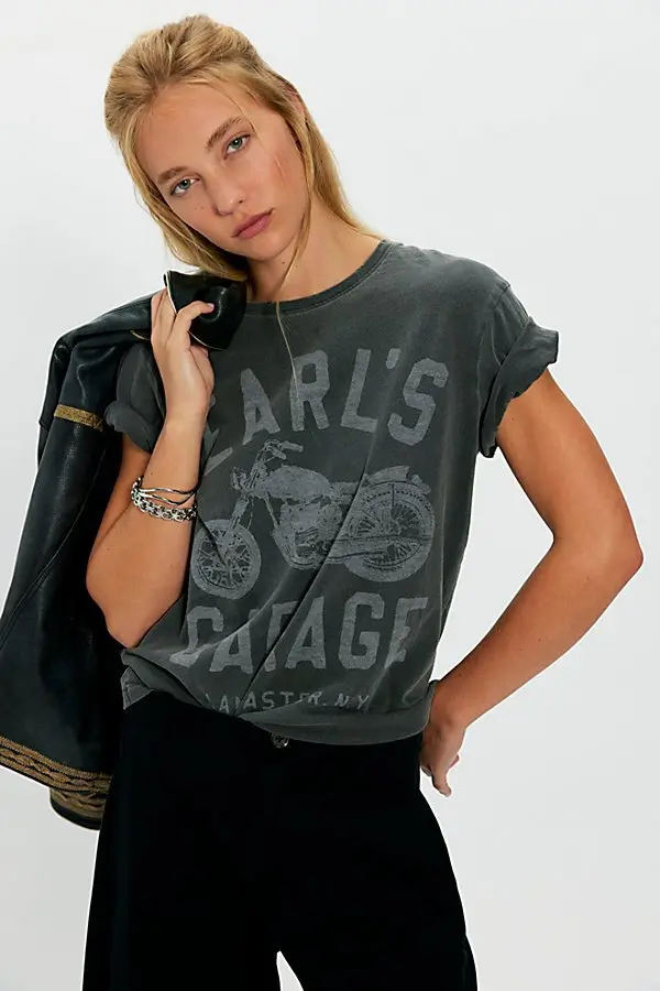 Junk Food Clothing Earls Garage Graphic Tee - Washed Black