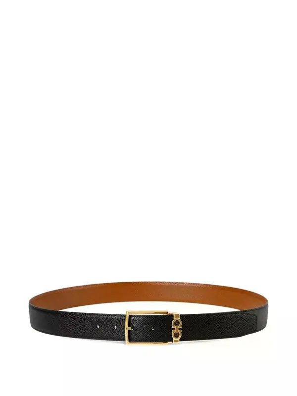 FERRAGAMO Rectangular-buckle Leather Belt - Black