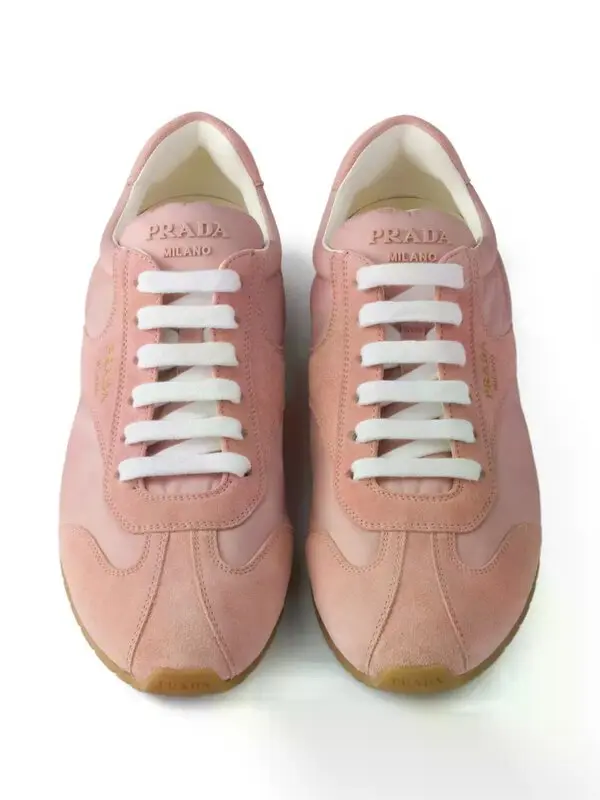 Prada Suede Lace-up Sneakers - Pink