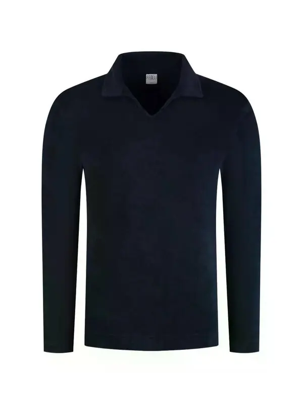 Fedeli V-neck Long-sleeve Polo-collar T-shirt