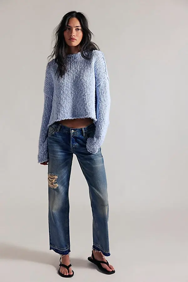 Free People We The Free Up All Hours Slim Jeans - Blue Delphinium