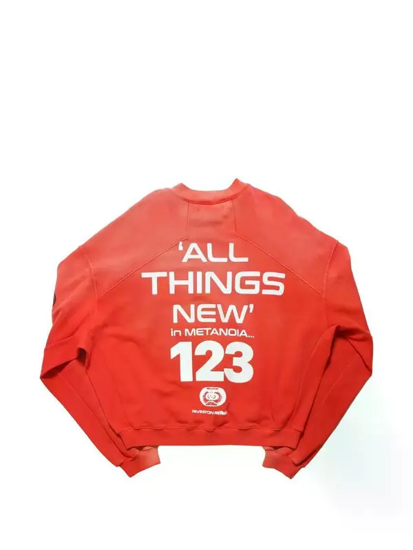RRR123 Graphic Print Crewneck Sweater