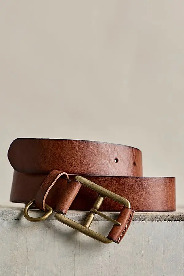 Free People We The Free Brooklyn Leather Belt - Cognac