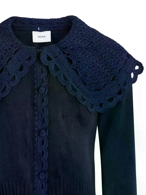 Erdem Crocheted Collar Cardigan - Blue