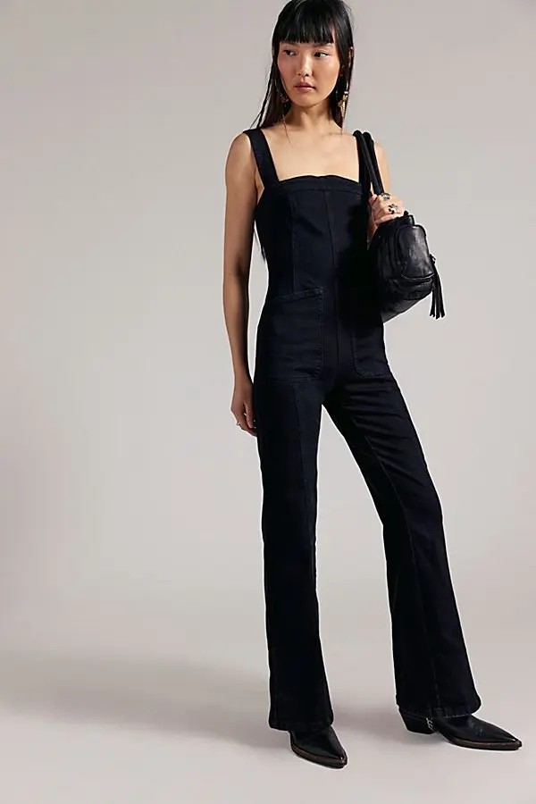 Free People We The Free Suns Out Bootcut Jumpsuit - Black Knight