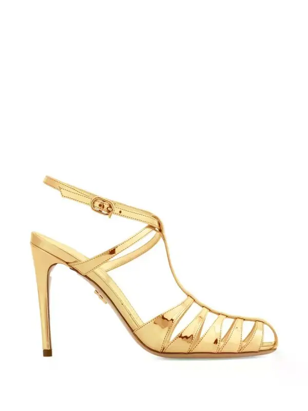 FERRAGAMO Buckle Stiletto Sandals - Gold