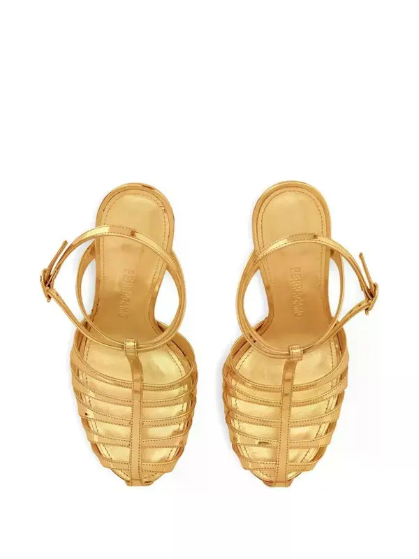 FERRAGAMO Buckle Stiletto Sandals - Gold