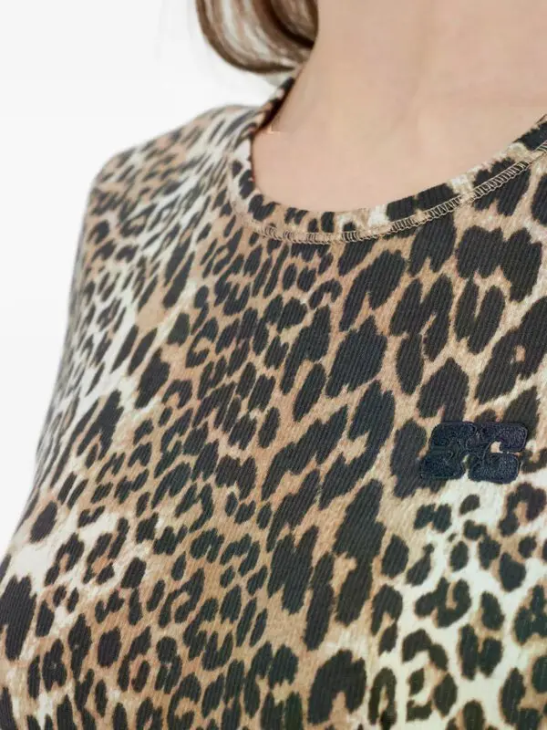 GANNI Leopard-print T-shirt - Neutrals