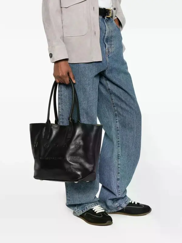 Hogan Address Embossed Tote Bag - Black