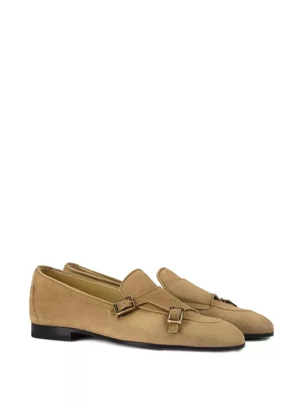DOUCAL'S Teddy Suede Double-buckle Loafers - Neutrals