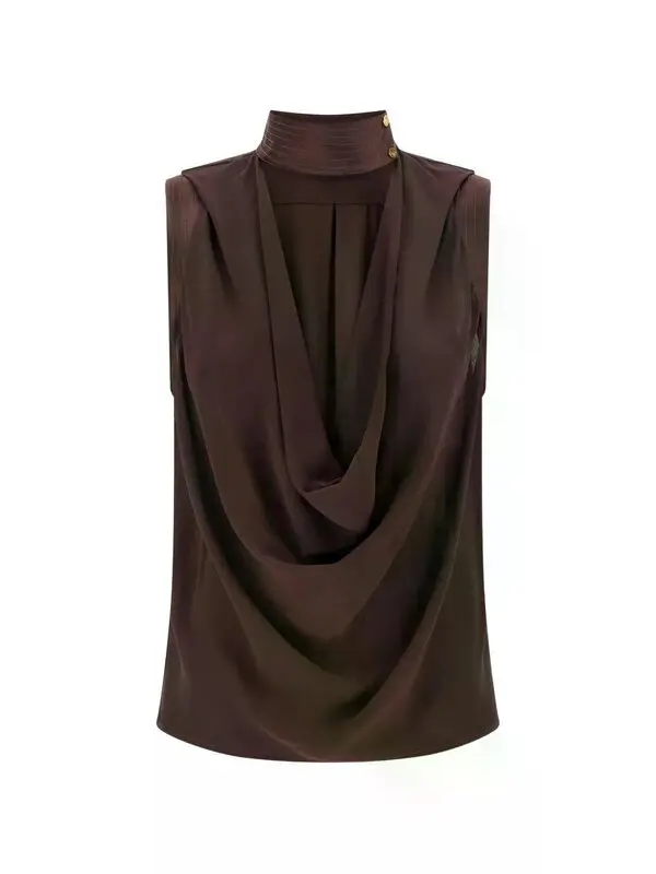 Elisabetta Franchi High-neck Draped Top - Brown
