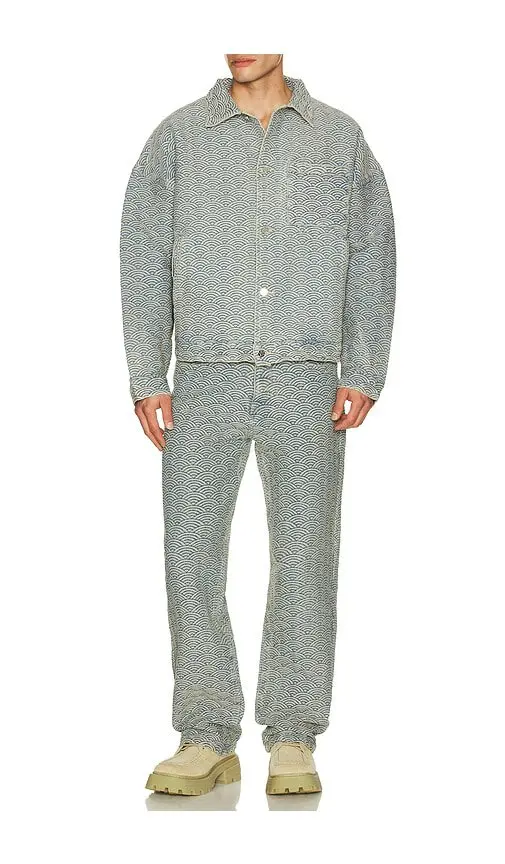 RYOKO RAIN Seigaiha Jacquard Denim Jeans