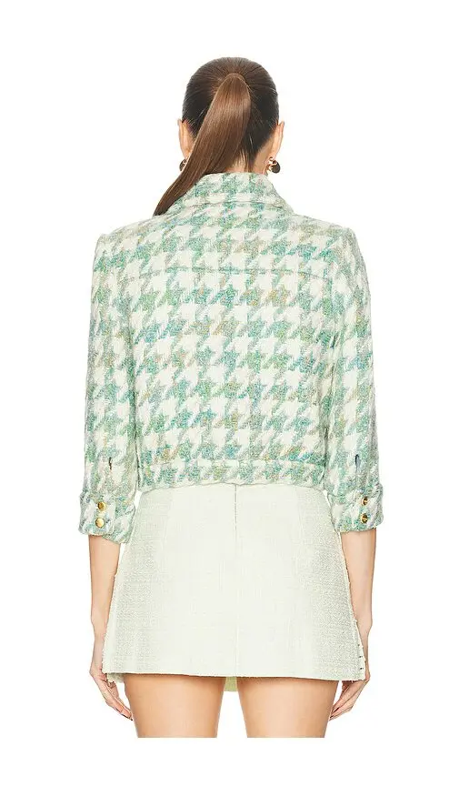 L'Agence Jia Cropped Houndstooth Tweed Jacket