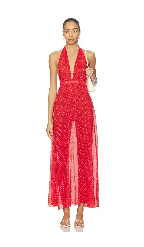 Lioness Halterneck Maxi Dress - Red