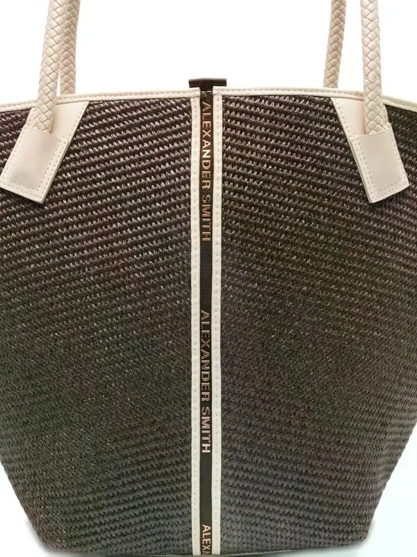 ALEXANDER SMITH Lauren Woven Handle Tote Bag - Brown