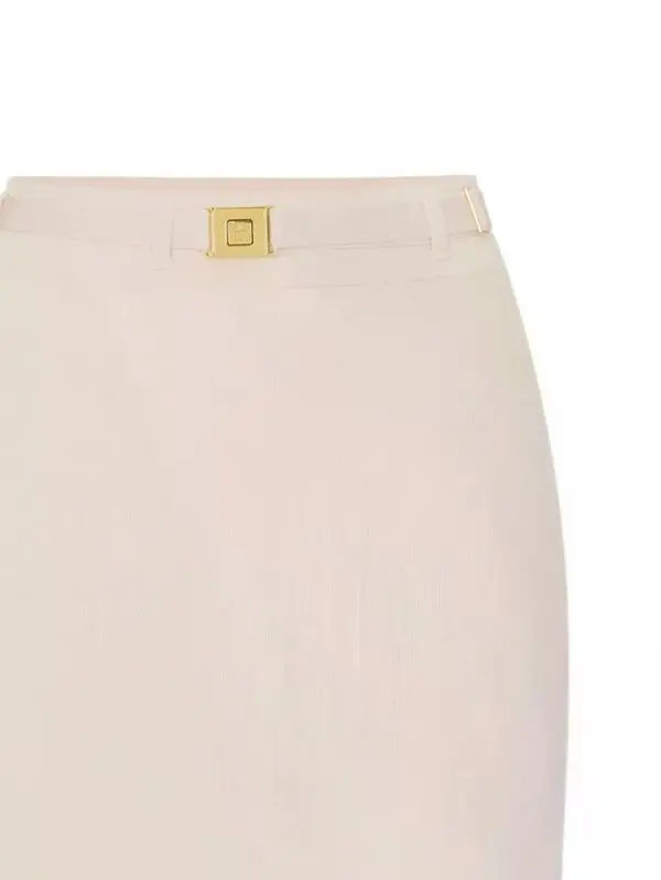 Elisabetta Franchi Knit Midi Skirt With Shiny Viscose Bands - Neutrals