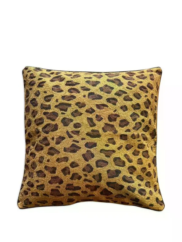 LES-OTTOMANS Leopard-pattern Cushion - Yellow