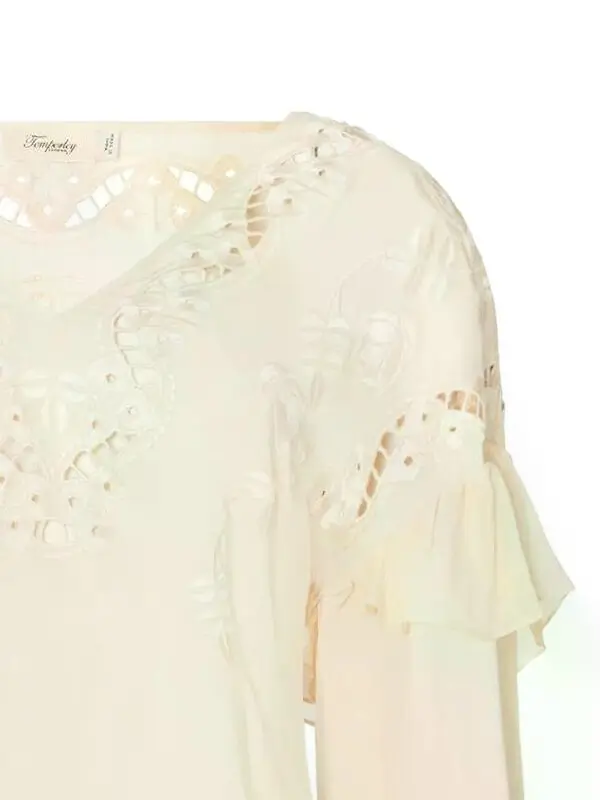 TEMPERLEY LONDON Daphne Ruffled Embroidered Blouse