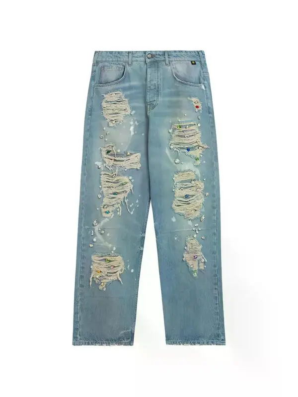 BARROW Oversized Ripped And Embellished Denim