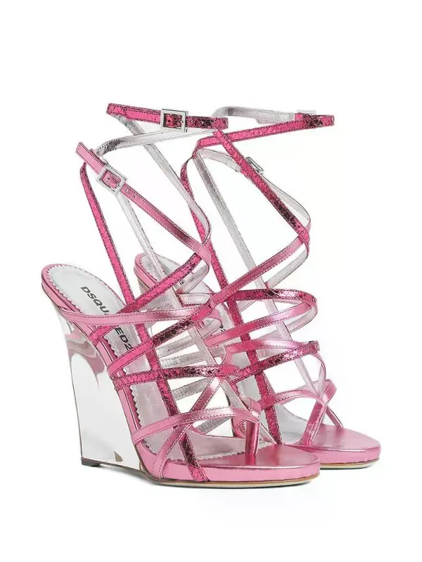 Dsquared2 Metallic Strappy Wedge Sandals